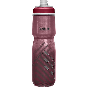 CamelBak Podium Chill Insulated Bike Water Bottle - Easy Squeeze Bottle - Fits Most Bike Cages - 24oz, Burgunday Perforated