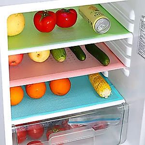 16 PCS Refrigerator Liners for Shelves Washable Fridge Liner Mats Waterproof Oilproof Refrigerator Shelf Liners for Glass Shelves (4 Colors)