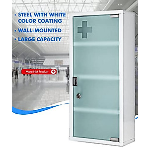 Wincere 4 Tier Moisture Resistance Steel Wall Mount Medicine Cabinet First Aid Storage Emergency Organizer