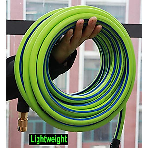 YOTOO Hybrid Lead-in Air Hose 3/8-Inch by 6-Feet 300 PSI Heavy Duty, Lightweight, Kink Resistant, All-Weather Flexibility with Bend Restrictors, 1/4-Inch Industrial Quick Coupler and Plug