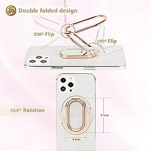 MINDSKY Phone Ring Holder Finger Kickstand Retractable 360°Rotation Ultra-Thin Cell Phone Back Grip Foldable Cellphone Stand for iPhone iPad Smartphones Tablets (with Universal Magnetic Car Mount)