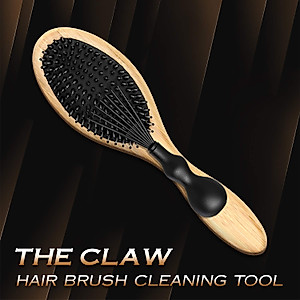 Bossman THE CLAW Round Hair Brush Cleaner Tool 3 Inch - Valentine's Gift for Men - Cleans Boar Bristle, Wave or Plastic Brushes & Combs - Black Hairbrush Cleaning Rake - Cat Brush & Dog Brush Cleaner