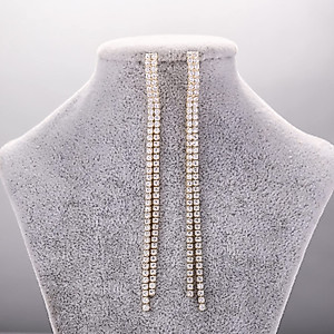 YOQUCOL Golden Boho Tassel Chandelier Earrings Cubic Zirconia Crystal Two Long Drop Dangle Chain Bohemian Earrings for Women