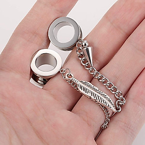 ZS 4 Pieces Feather Chain Dangle Ear Gauge Surgical Steel Ear Tunnel Cross Ear Stretching Piercing 4g - 7/8 inch (Gauge=00g(10mm))