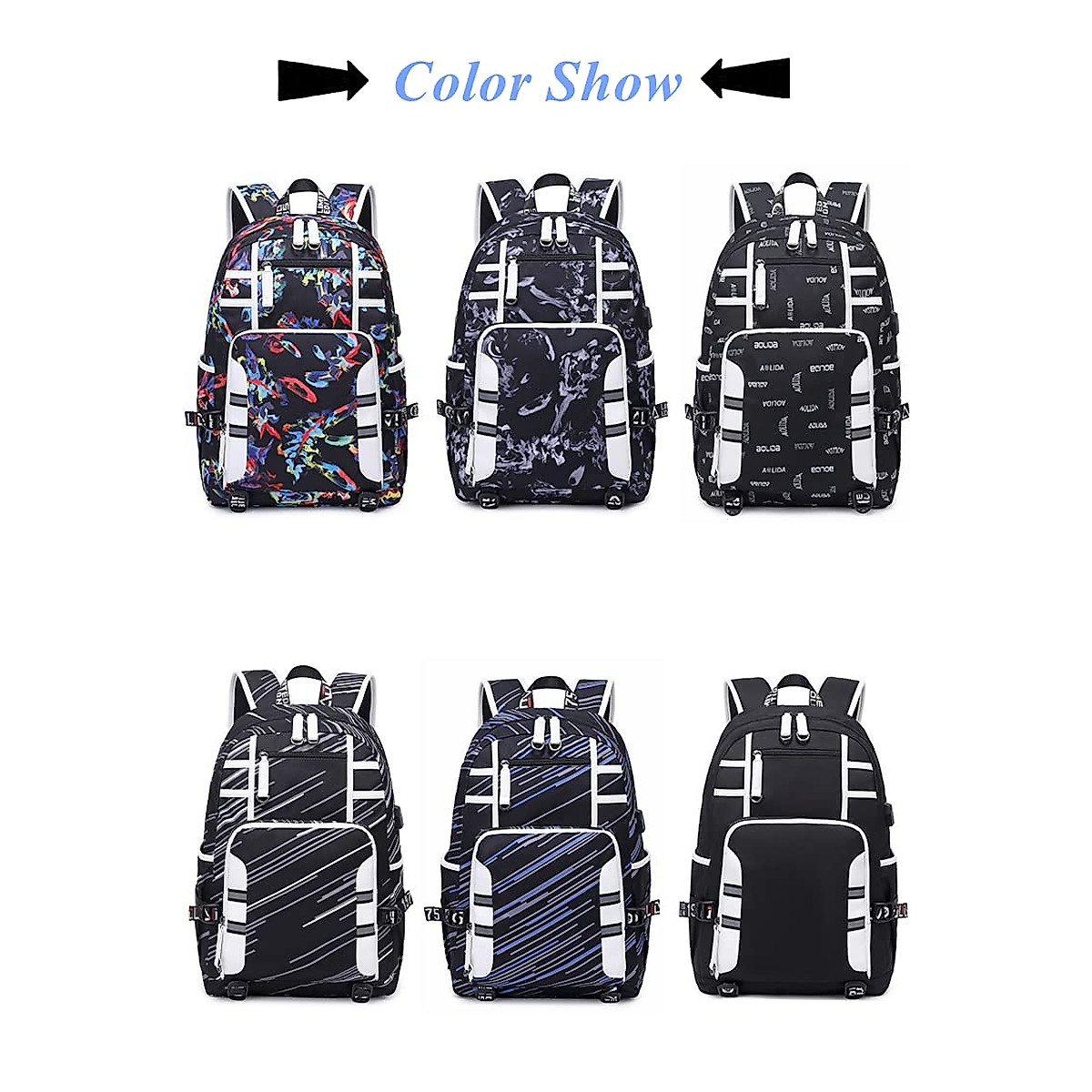 Middle-High School Backpacks for Teens Boys Mens with USB Charger, Capacity Boys Elementary Bookbags Laptop Backpacks, Water-resistant Travel Rucksacks