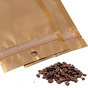 50 Pcs Clear Golden Zip Lock Mylar Bags Aluminum Foil Resealable Plastic Valve Zipper Pouches Bulk Food Storage Foil Lined Grip Seal Wrap (13cm x 8cm)