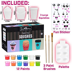 Jim&Gloria DIY Jumbo Squishies Paint Your Own Art And Crafts Kits Kawaii Squishy Toys For Boys And Girls Teens or Kids Birthday Gifts, Christmas Stockings Stuffers Thanksgiving Gift Basket (Pack of 3)