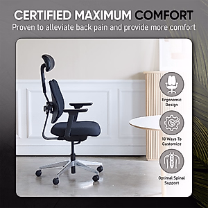 Duorest [Dual-Backrests Gold Renewal (Fabric) Ergonomic Office Chair - Best Office Chair for Posture, Office Chair for Bad Back, Back Pain,Lumbar Support l Home Office Desk Chairs (Black)