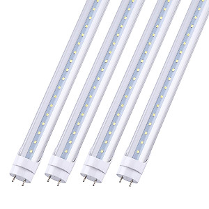 JOMITOP 4 Ft T8 LED Tube Light 22W G13 Base 5000K Daylight White,Ballast Bypass Required, Dual-End Powered, 60W Replacement LED Bulb Lights, 2640 Lumens, Clear Cover, AC 85-277V Pack of 4