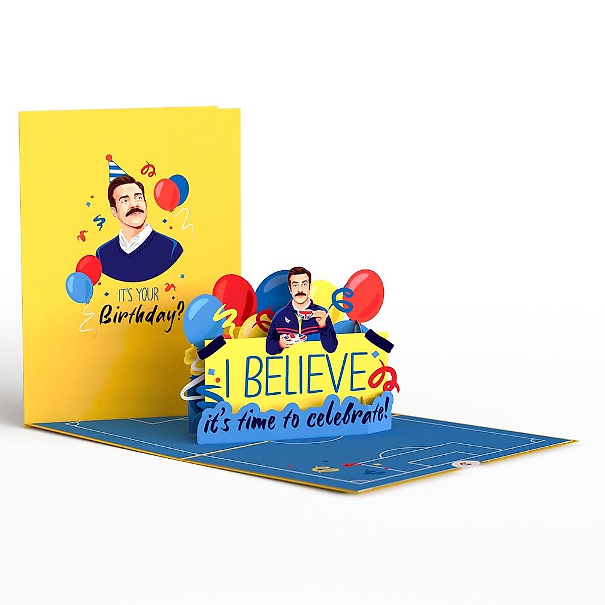 Lovepop Happy Birthday Pop-Up Card for Her and Him- 3D Ted Lasso Birthday Greeting Cards for Adults - Men, Women - Time to Celebrate - 5" x 7" Funny Card - Blank Note Card & Envelope Included
