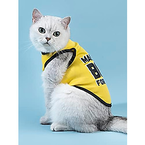 QWINEE Dog Shirts Mom Boy Pet T Shirts Tank for Dogs & Cats,Puppy Shirts,Breathable Letter Pet Clothes for Small Medium Dogs Cats Yellow A Medium