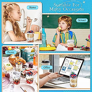 RTWDKFQ 2Pack Overnight Oats Containers With Lids and Spoons,16-Oz Glass Mason Jars Oatmeal Container, Leak-Proof Meal Prep Jars for Milk, Vegetable, and Fruit Salad Storage (White)