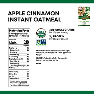 Nature's Path, Hot Cereal Pouch Apple Cinnamon, 8 Packets, 14 oz