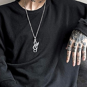 MZC Jewelry Music Note Urn Necklace for Ashes Angel Wing Crystal Women Men Cremation Keepsake Pendant Ashes Holder Memorial for Dad Mom Grandma Grandpa (Stainless Steel)