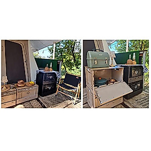 Front Loading Collapsible 13.7 Gallon 52L Storage Crate with a Melamine Lid Foldable Box Colorful Plastic Utility Bin for Home Garage Outdoor (1P)) (Black)