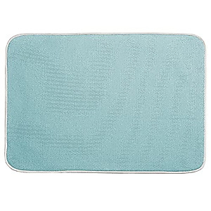mDesign Ultra Absorbent Reversible Microfiber Dish Drying Mat and Protector for Kitchen Countertops, Sinks - Folds for Compact Storage - Extra Large, 2 Pack - Aqua Blue/Ivory
