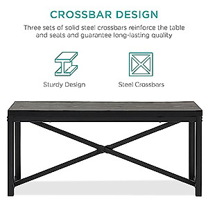 Best Choice Products 45.5in 3-Piece Bench Style Dining Furniture Set, 4-Person Space-Saving Dinette for Kitchen, Dining Room w/ 2 Benches, Table - Black