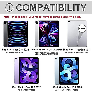 FUWANG iPad Pro 11 inch Case with Keyboard, iPad Air 5th/4th Generation Case with Keyboard, Detachable Keyboard with Pencil Holder Cover for iPad 11" (4th/3rd/2nd/1st Gen) Black 11 Keyboard