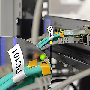 Wonfoucs Compatible Label Tape Replacement for DYMO 18445 Rhino Industrial 3/4" Permanent Vinyl Label Tape Work with DYMO Rhino 4200 5000 5200 6000 Label Maker, Black on White, 19mm x 5.5m, 5-Pack