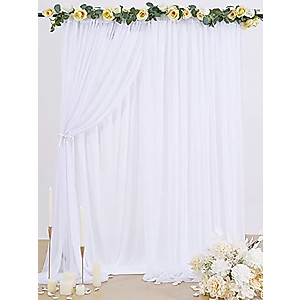 White Backdrop Curtains Sheer Tulle Backdrop for Parties 5ftx7ft Baby Shower Background for Wedding Party Ceremony Photo Backdrop