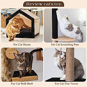 Cat Scratching Mat, 78.7"x15.7" Cat Carpet Self-Adhesive Carpet Mat Trimmable Replacement for Cat Tree, Cat Wall Scratcher, Cat Scratching Post, Shelf Shelves Couch Furniture DIY Protector, Black