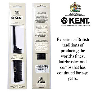 Kent SPC82 Salon-Style Dressing Cutting Comb with Fine Teeth - Tail Comb Professional Barber Haircut Comb for Styling and Teasing for All Hair Types - Kent Quality Handmade Barber Supplies