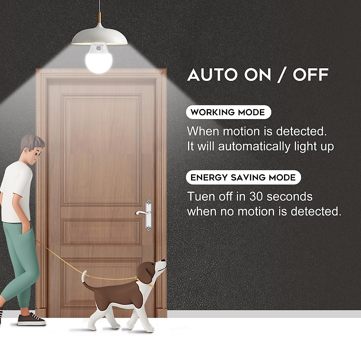 Generic LED E27 12W 6000K Motion Sensor Light Bulb, White, E2712WCRDK