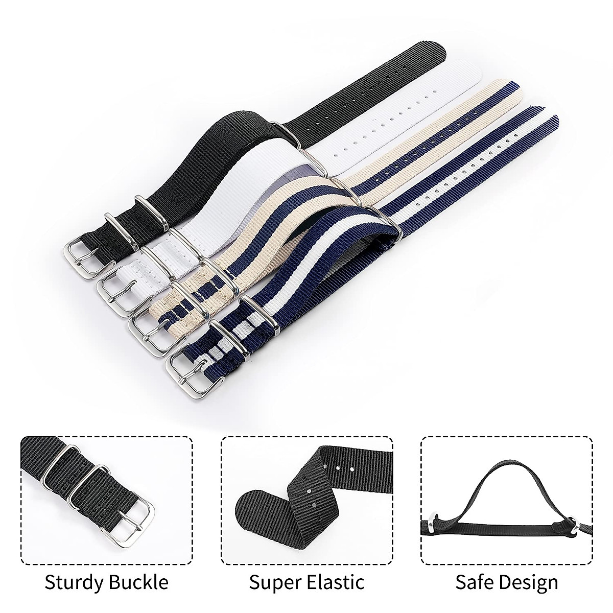 Ritche Christmas Gift 18mm Nylon Straps Nylon Watch Bands Compatible with Timex Expedition Watch for Men Women (4 Packs), White Elephant Gifts, Stocking Stuffers for Men