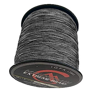 Mounchain Braided Fishing Line 1000M, 4 Strands Abrasion Resistant Braided Lines Super Strong 100% PE Sensitive Fishing Line - Grey 30LB