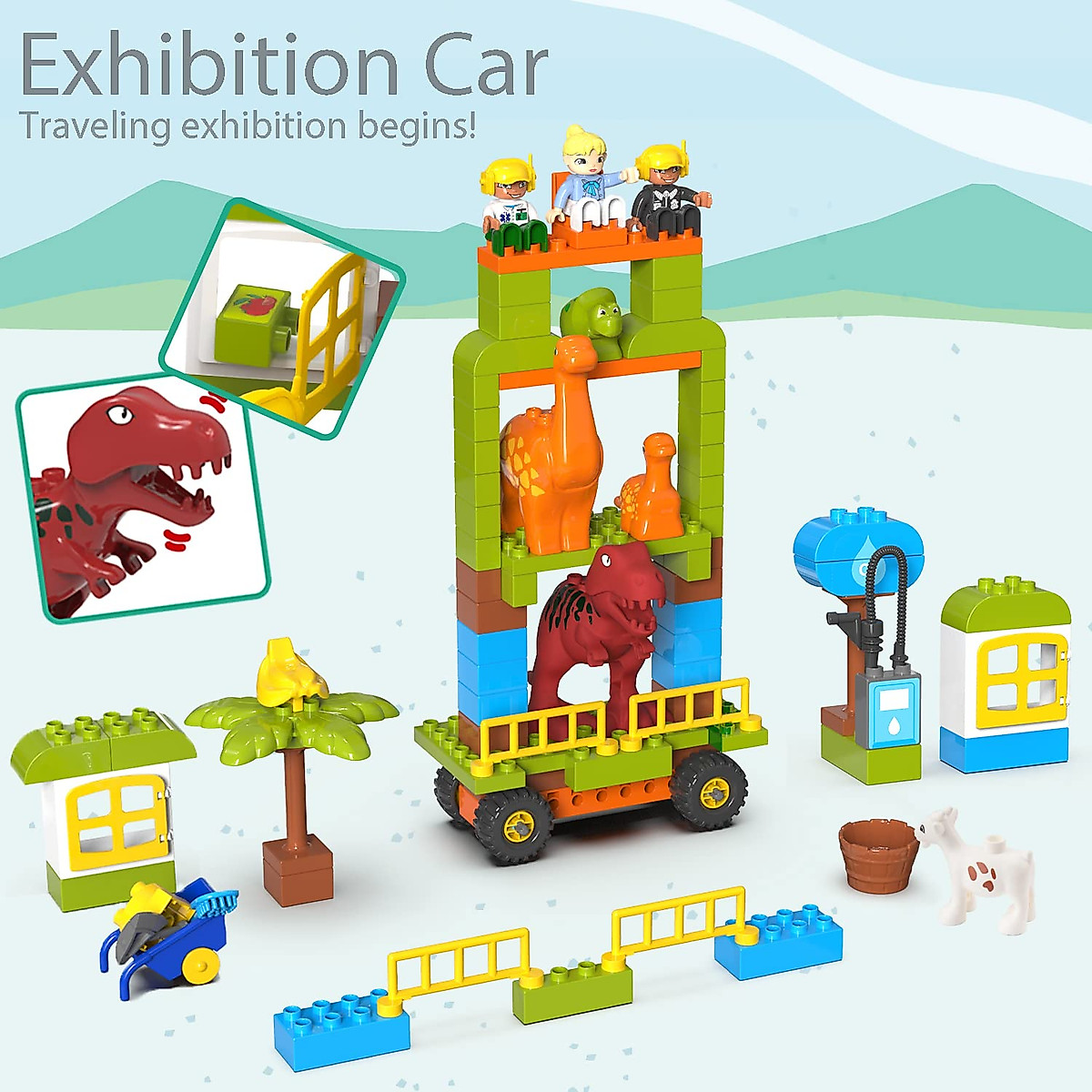 Anpcso Kids Toys for 2 3 4 5 6 7+ Year Old Boys Toddlers Classic Brick Set, Dinosaurs, Car, Figures, Build, Learn and Play, Educational Interactive Creative DIY Toy Compatible with All Major Brands