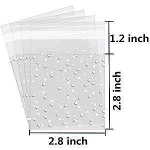 LiyuanQ Christmas Self Adhesive Candy Bag 200 PCS Cellophane Cookie Bags Self-adhesive Sealing Cellophane Bags White Polka Dot Clear Bags OPP Plastic Party Bag for Bakery, Candy (5.5 x 5.5 inches)