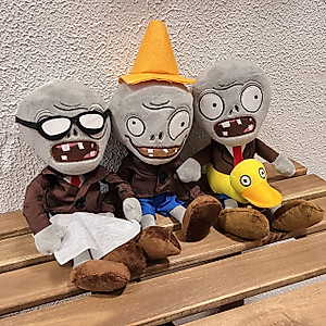 Dyharnsty 3Pcs Plants vs Zombies Plush Toys Zombie Sets,Ducky Zombie Newspaper Zombie & Conehead Zombie,Soft Figure Doll Plants vs Zombies Toys PVZ Plush 1 2 for Birthday,Party,Halloween & Christmas