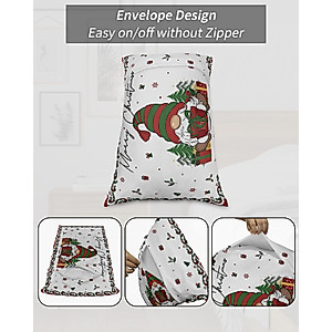 Edwiinsa Gnomes Red Pillow Covers Standard Size Set of 2 Bed Pillow, Plush Soft Comfort for Hair/Skin Cooling Pillowcases with Envelop Closure 20x26 Inches Christmas Green Tree Gift Snowflake White
