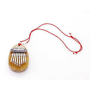SLDHR Mini 8 keys Kalimba thumb piano, portable marimba music thumb piano pendant with lanyard, a unique gift for children, adults and beginners (Oval) (B11-1)