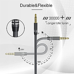 Jeselry 3.5mm Audio Cable Male to Male (4Ft/1.2M), 4 Pole Hi-Fi Stereo AUX Cord, Audio Jack Auxiliary Cord Extension Adapter for Headphones, Car and All 3.5 mm Enabled Devices (2 Pack - Black)