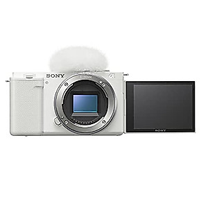 Sony ZV-E10 Mirrorless Camera Body, White Bundle with 64GB SD Card, Shoulder Bag, Battery, Charger, Cleaning Kit