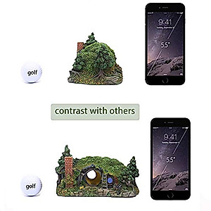 Ulifery Natural Aquarium Decoration Hobbit House Cave with Bubbler for Betta Hiding Reptile Hole House Shelter Fish Tank Ornament Rockery Landscaping Small