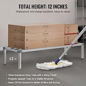 VEVOR Aluminum Dunnage Rack, 60” x 20” Commercial Food Floor Rack, 12” Off The Floor, 1000 lbs Capacity All-Welded Aluminum Storage Rack, for Storage in Restaurants, Kitchens, Garages and Vehicles
