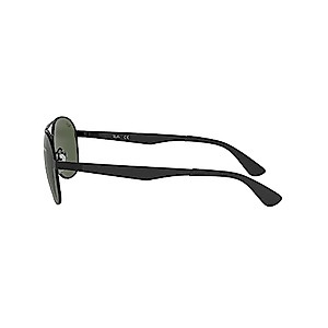 Ray-Ban RB3549 Aviator Sunglasses, Matte Black/Dark Green, 58 mm