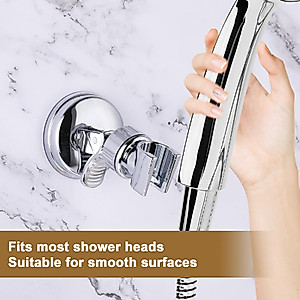 Adjustable Shower Head Holders No Drill Shower Mounting Brackets Removable Suction Cup Shower Head Bracket Bathroom Suction Cup Handheld Shower Head Bracket (Silver)