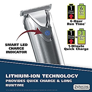 Wahl Stainless Steel Lithium-Ion Cordless Beard Trimmer for Men – Rechargeable All in One Men’s Trimmer with Rotary Ear & Nose Trimmer, & Detail Trimmer – Model 9818A