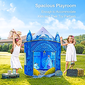 Hamdol Princess Play Tent, Frozen Toy for Girls, Ice Castle Kids Tent Indoor and Outdoor, Large Imaginative Playhouse 51" X 40" with Carrying Bag for 1 2 3 4 5 6 7 8 9 Years Old Girls Gift