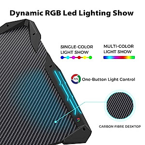 EUREKA ERGONOMIC Z60 Gaming Desk with Led Lights, 60 Inch Large RGB Gaming Computer Desk for Home Office Work Study Writing with Mouse Pad, Easy to Assemble, 24" Wide, Carbon Fiber Black