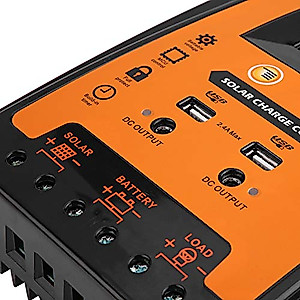 Solar Charge Controller, 12V/24V 30A50A MPPT Solar Panels Charge Controller Battery Regulator Dual USB LCD Display(70A) Mppt Solar Charge Controller 50A Mppt Mppt Charge Controller