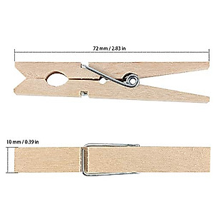 ZEONHAK 300 Pack 2-7/8 Inches Natural Wooden Clothespins, Upgraded Wood Clothespins with Spring for Crafts, Photos, Clothes, Towels, Decor, Art Wall