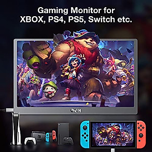 QQH Portable Monitor, 15.6" Portable Computer Monitor HDMI 1080P FHD USB C Laptop Monitor Display IPS Second Screen, Gaming Monitor with Smart Cover, External Dual Monitor for Phone PC MAC PS4 Xbox