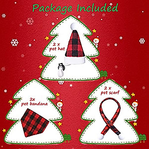 JOTFA 4 Pieces Christmas Bearded Dragon Costumes, Lizard Christmas Hats Bandanas Small Pet Christmas Costume for Bearded Dragon Lizard Chicks Parrot Hamster Guinea Pig Small Pet (Red, Plaid)