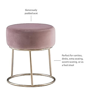Linon Pink and Gold Vanity and Accent Dalilah Stool