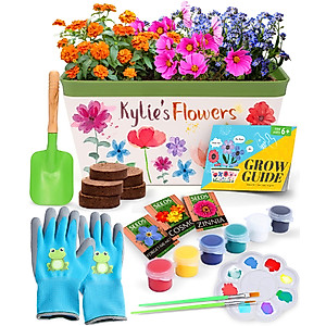 Home Grown Paint & Grow Flower Gardening Kit Set for Boys and Girls - Craft Activity Toy for Kids, Ages 5 6 7 8-12 Years Old - Unique Birthday Present - Plant Gift Toys