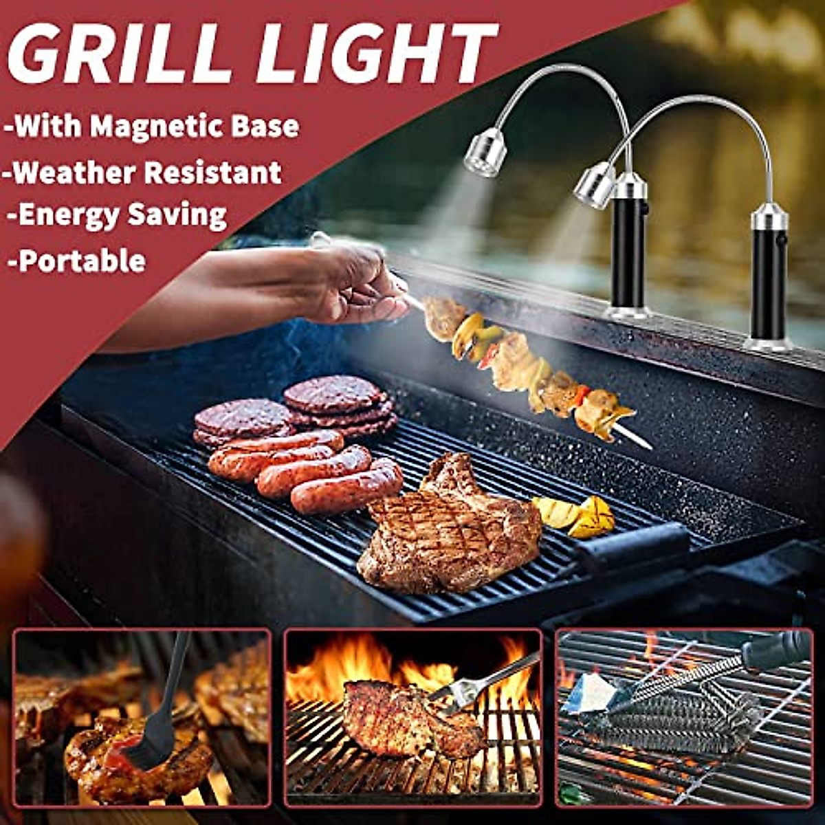 BBQ Grill Tools Set Grilling Accessories -Deluxe Birthday Gifts for Dad or Men,19 Pcs Stainless Steel Grill Kits with Large Brushed Aluminnum Case, 18” Professional Barbecue Utensils for Outdoor Grill